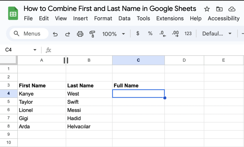 How To Combine First And Last Names In Google Sheets