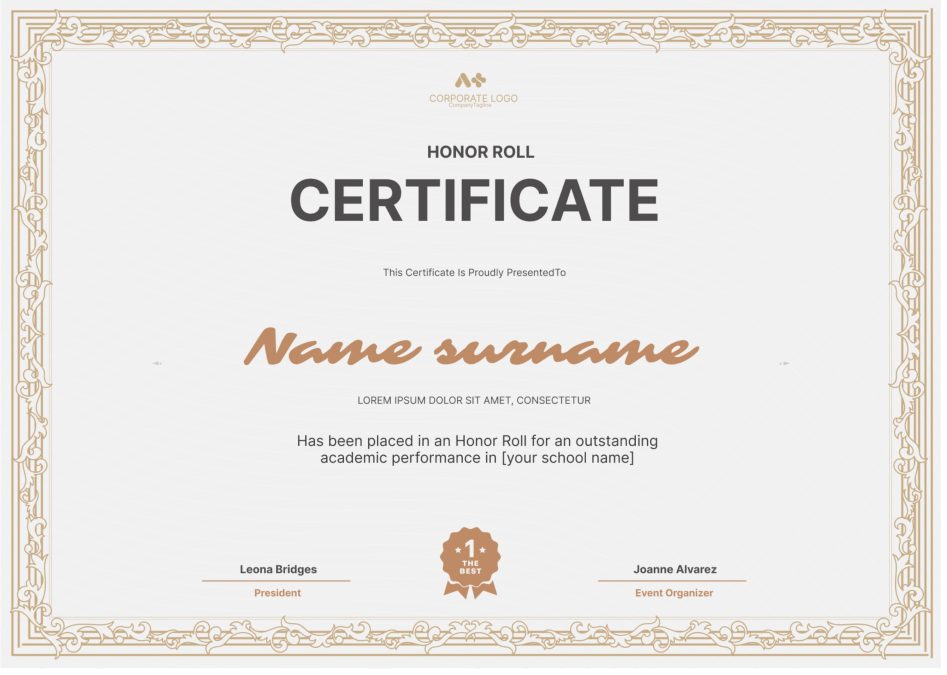 What Is Honor Roll Certificate? +7 Free Editable Templates | Sertifier