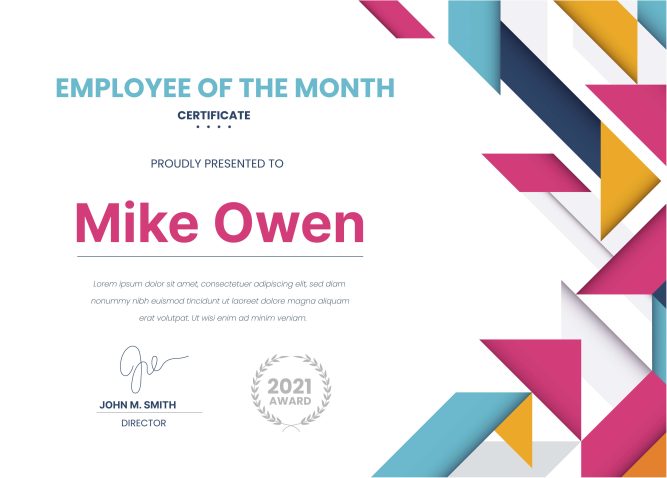 Printable Employee Of The Month Certificates | Sertifier