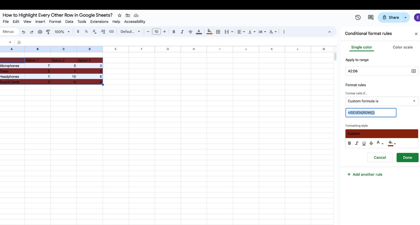 How To Highlight Every Other Row In Google Sheets? | Sertifier